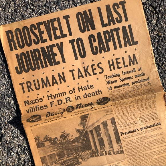 Other | Vtg April 13 1945 Roosevelt Last Journey To Capitol Daily News ...
